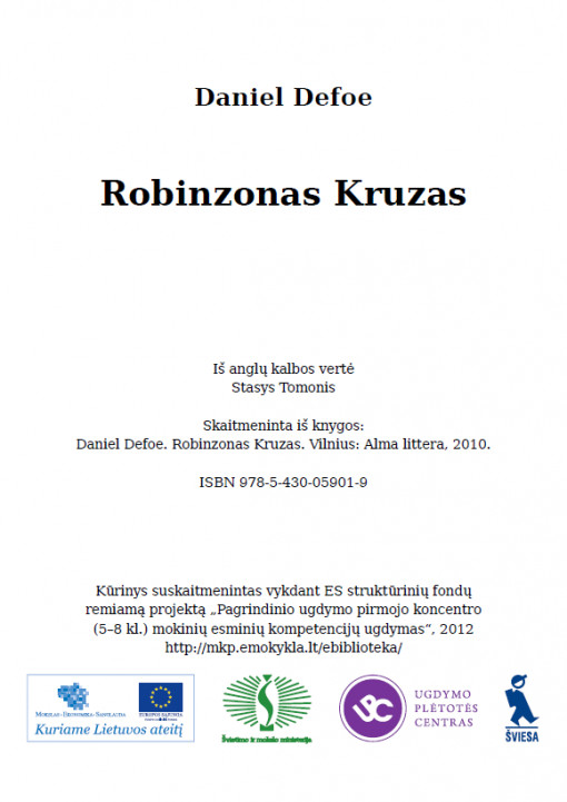Daniel Defoe - Robinzonas Kruzas | ELVIS